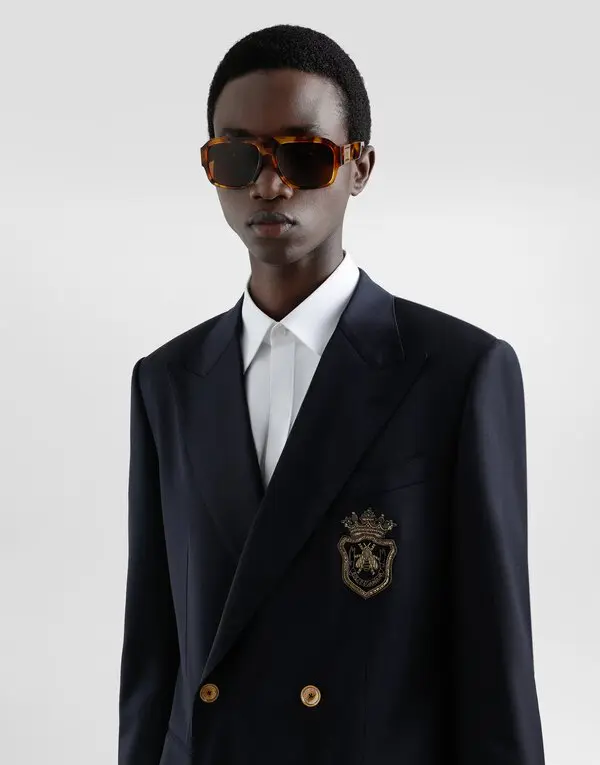 Dolce & Gabbana Double-breasted Wool Jacket With Patch Suits And Blazers