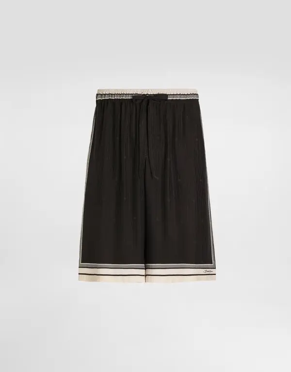 Dolce & Gabbana Logo And Stripe Print Silk Bermuda Shorts - Multicolor
