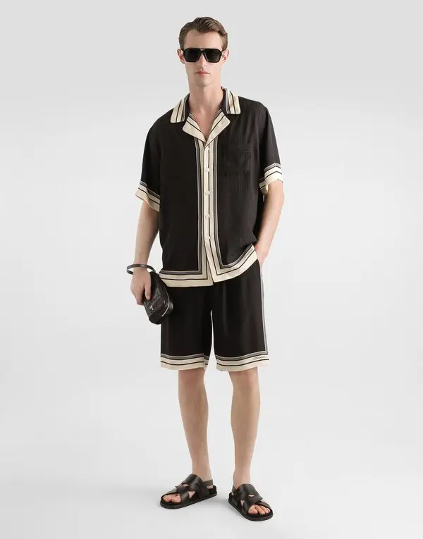 Dolce & Gabbana Logo And Stripe-print Silk Bermuda Shorts - Multicolor