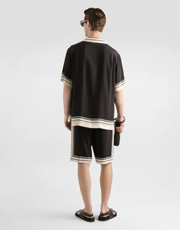 Dolce & Gabbana Logo And Stripe-print Silk Bermuda Shorts - Multicolor