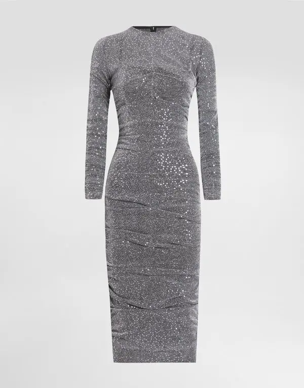 Dolce & Gabbana Sequined Draped Calf-length Dress Dresses - Silver