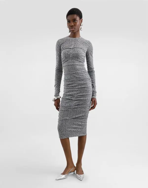 Dolce & Gabbana Sequined Draped Calf-length Dress Dresses