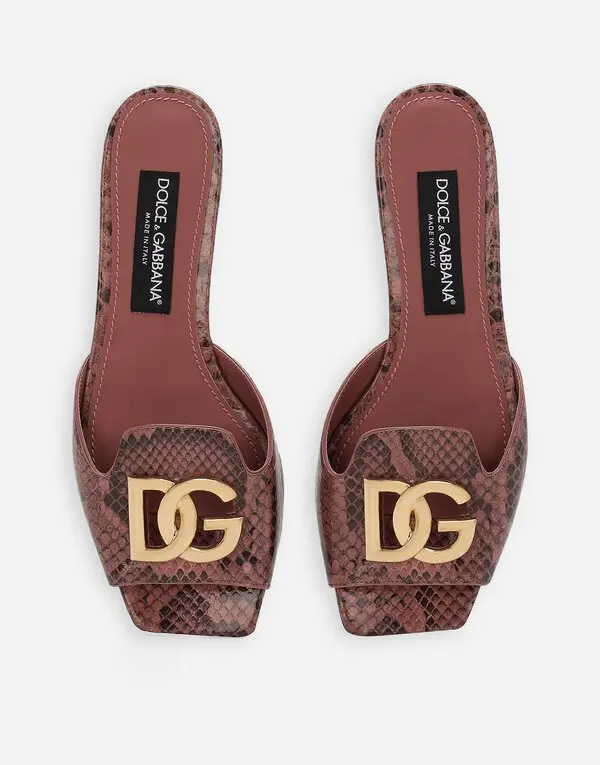 Dolce & Gabbana Python Skin Sliders Slides And Mules