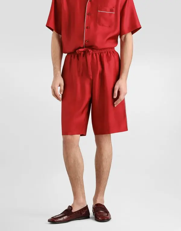 Dolce & Gabbana Silk Twill Jogging Pants With Dg Embroidered Patch - Red