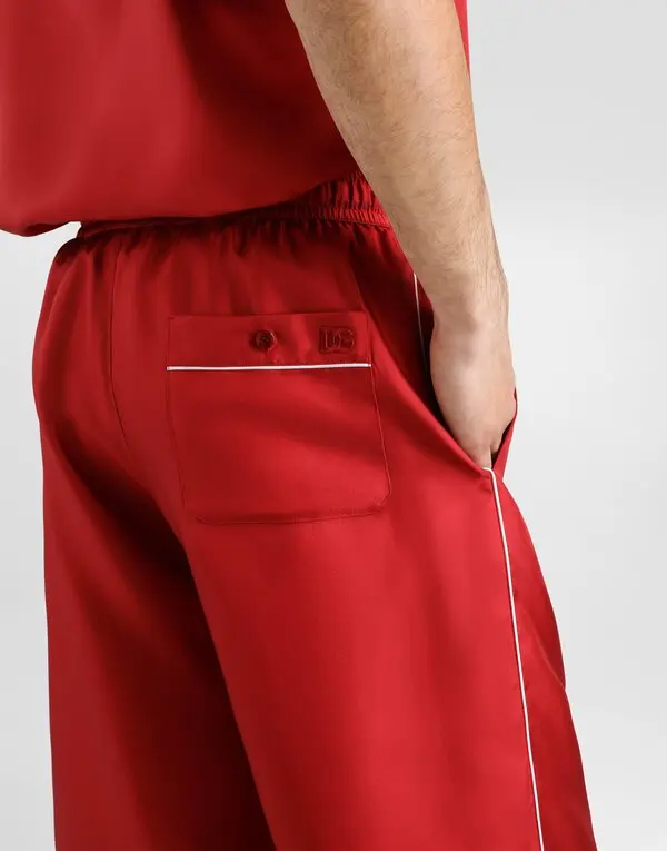 Dolce & Gabbana Silk Twill Jogging Pants With Dg Embroidered Patch - Red