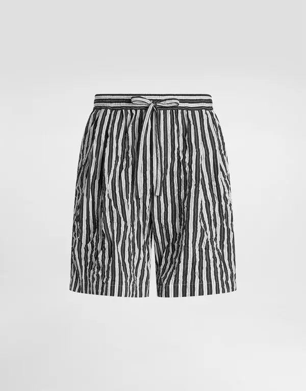 Dolce & Gabbana Crinkled Striped Fabric Bermuda Shorts