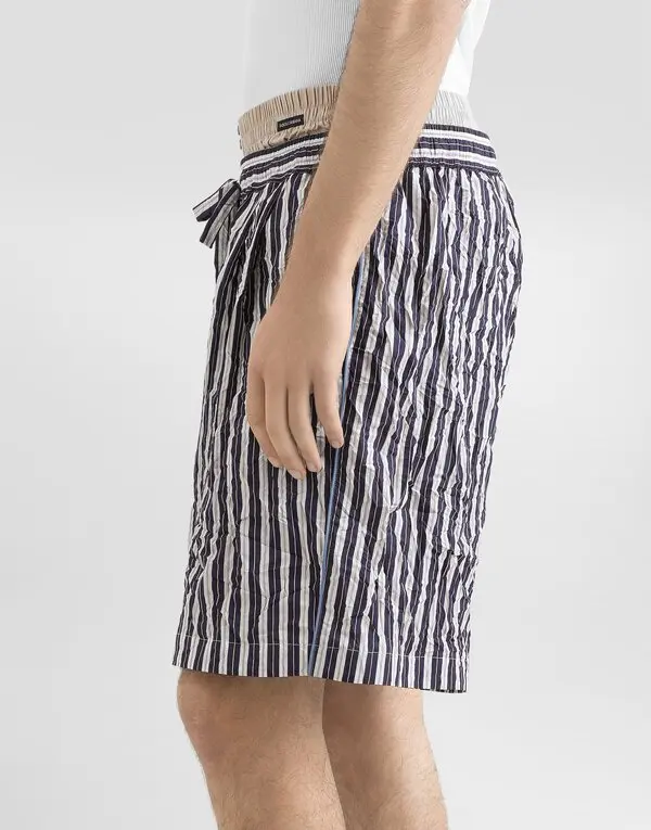 Dolce & Gabbana Crinkled Striped Fabric Bermuda Shorts