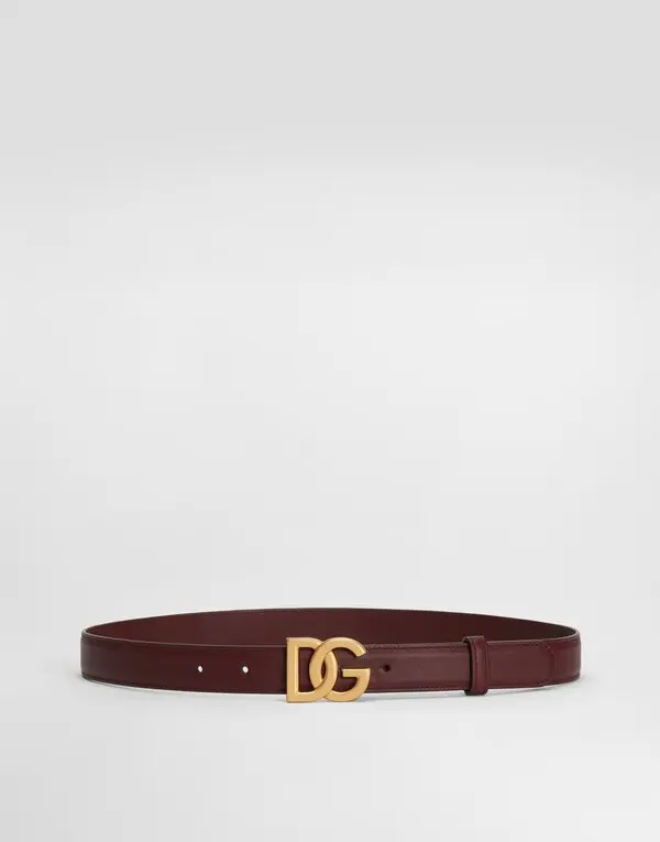 Dolce & Gabbana Calfskin Belt With Dg Logo Belts Leather - Bordeaux