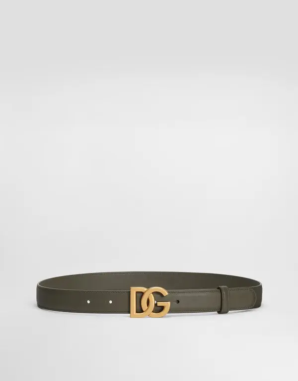 Dolce & Gabbana Calfskin Belt With Dg Logo Belts Leather - Green