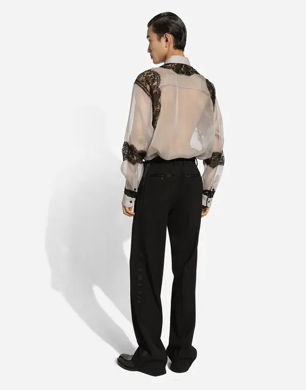 Dolce & Gabbana Silk Shirt With Embroidery Shirts Gray