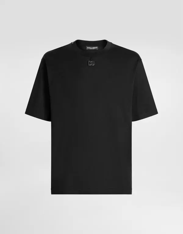 Dolce & Gabbana Cotton T-shirt With Patch T-shirts And Polos - Black