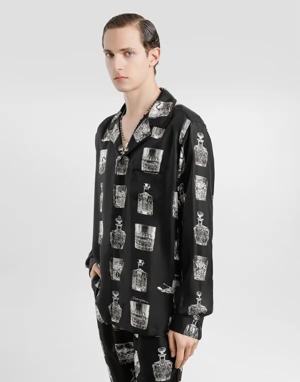 Dolce & Gabbana Silk Shirt With Liquor Shirts