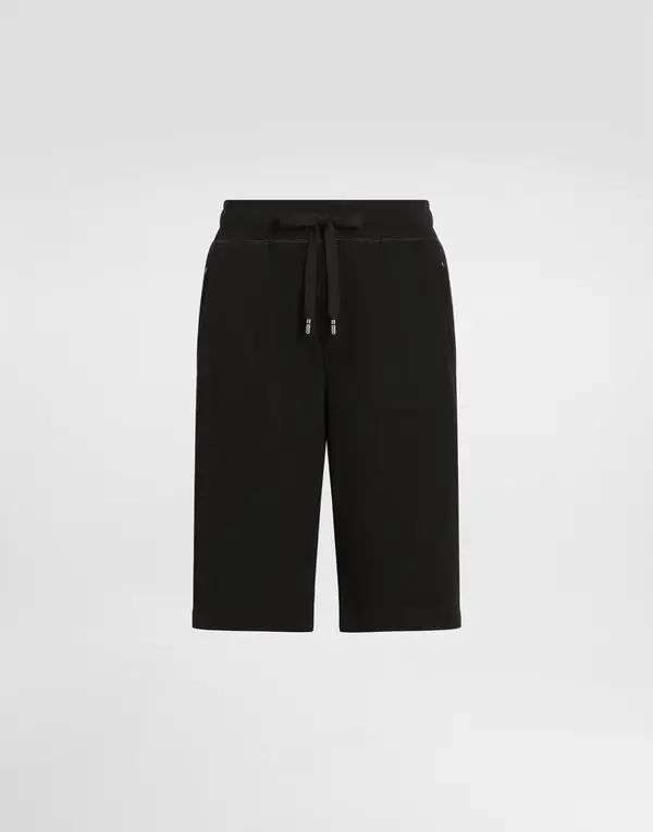 Dolce & Gabbana Cotton Jersey Jogging Shorts With Logo Tag - Black