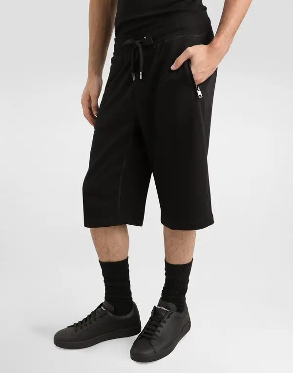 Dolce & Gabbana Cotton Jersey Jogging Shorts With Logo Tag - Black