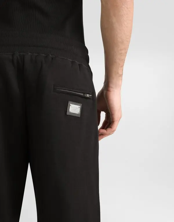 Dolce & Gabbana Cotton Jersey Jogging Shorts With Logo Tag - Black