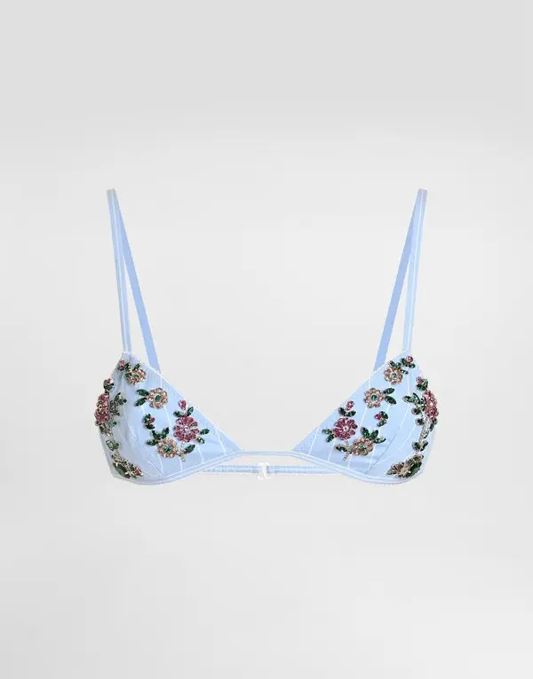 Dolce & Gabbana Striped Poplin Bra With Embroidery Underwear - Multicolor