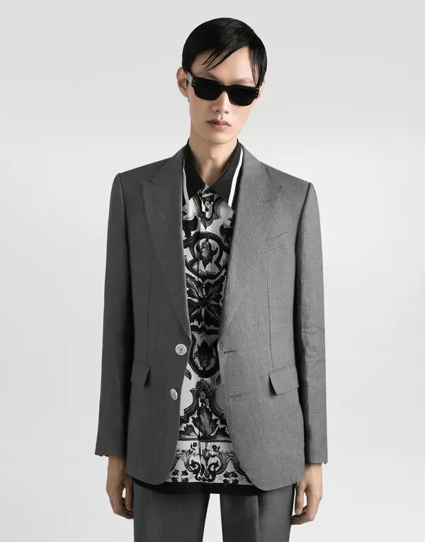 Dolce & Gabbana Sicilia Single-breasted Jacket In Washed Linen Suits And Blazers