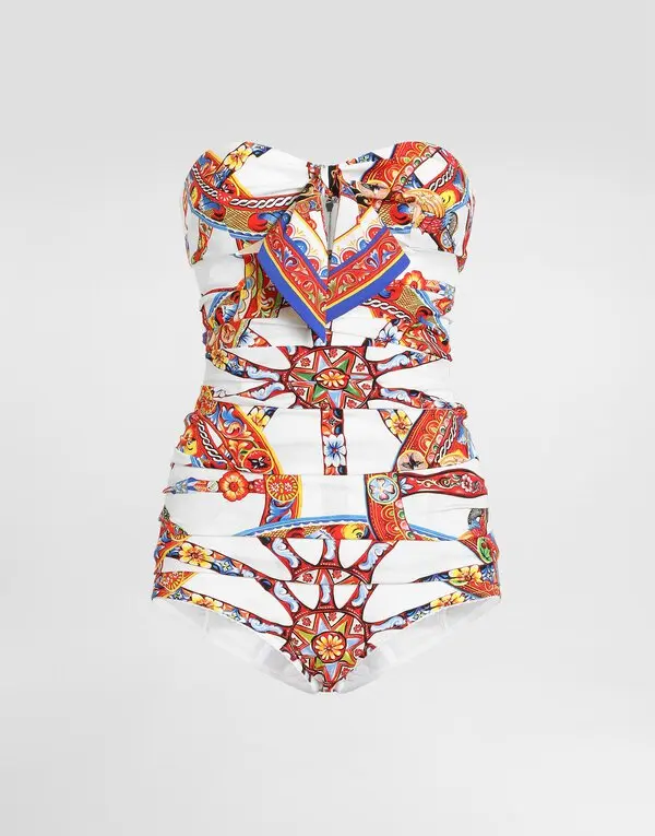 Dolce & Gabbana Carretto-print Charmeuse Top Shirts And Tops - Multicolor