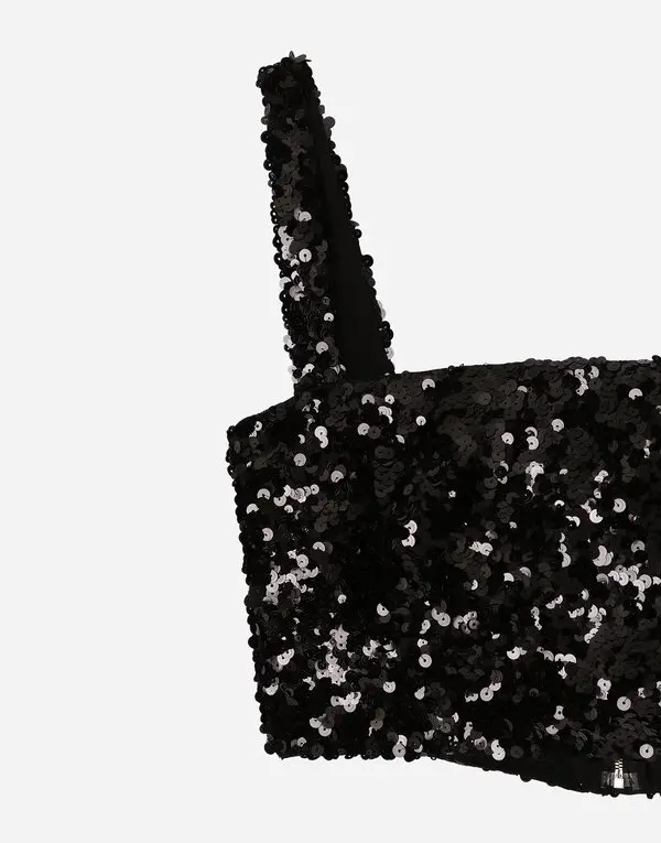 Dolce & Gabbana Sequined Crop Top With Straps