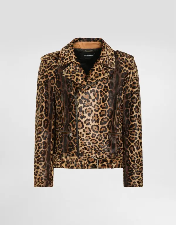Dolce & Gabbana Calfskin Biker Jacket Coats And Jackets Multi-colored