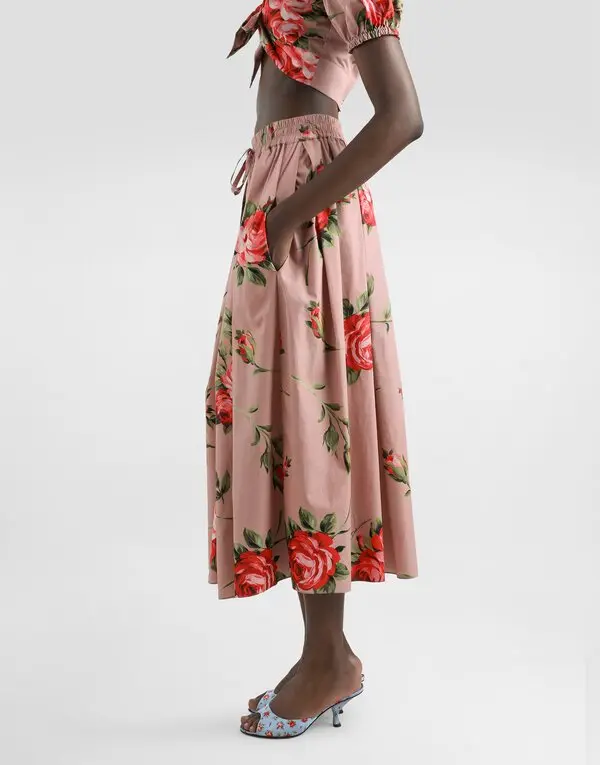 Dolce & Gabbana Rose Bouquet-print Midi Skirt