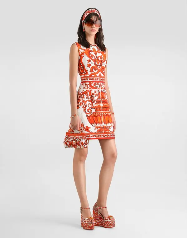 Dolce & Gabbana Majolica-print Poplin Short Dress