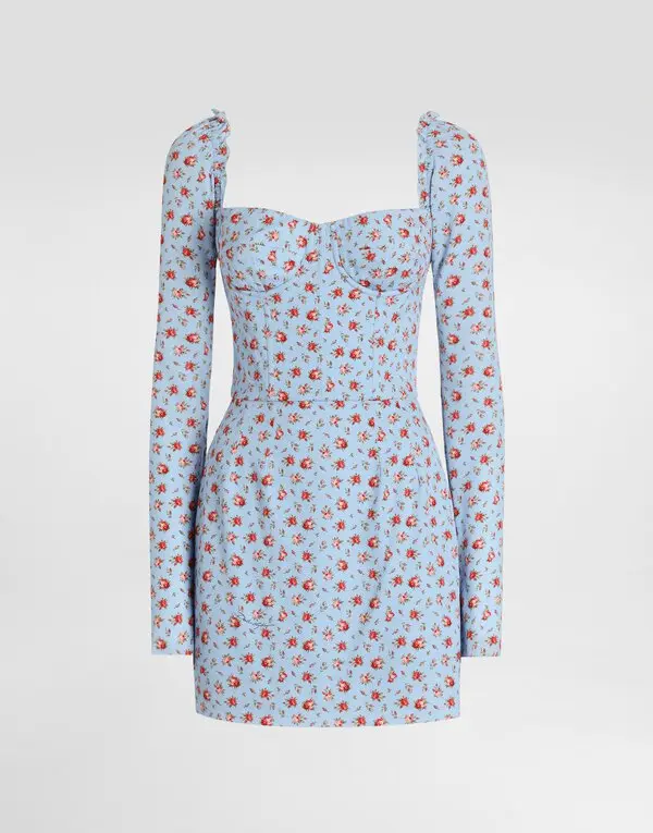 Dolce & Gabbana Small Rose-print Short Charmeuse Dress Dresses - Multicolor