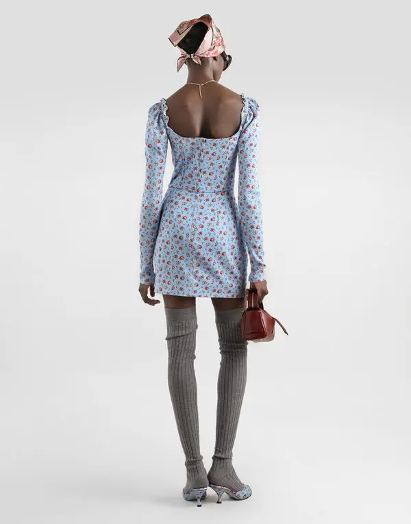 Dolce & Gabbana Rose-print Charmuese Dress
