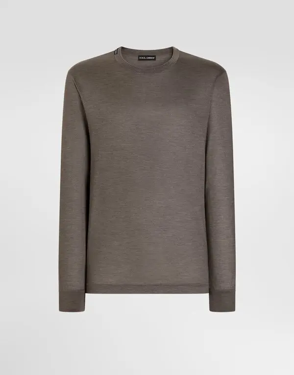 Dolce & Gabbana Long-sleeved T-shirt With Logo Tag T-shirts And Polos - Multicolor