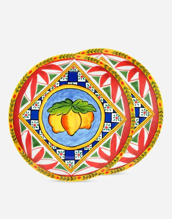 Dolce & Gabbana Set 2 Porcelain Dinner Plates Flat Plates - Multicolor