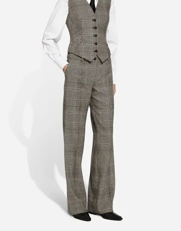 Dolce & Gabbana Flared Glen Plaid Pants Pants And Shorts
