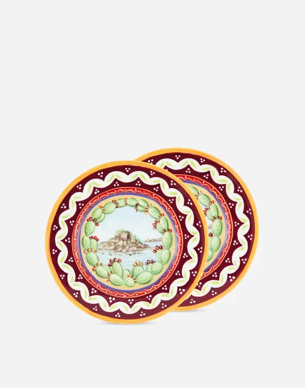 Dolce & Gabbana Set 2 Bread Plates In Fine Porcelain Bread Plates