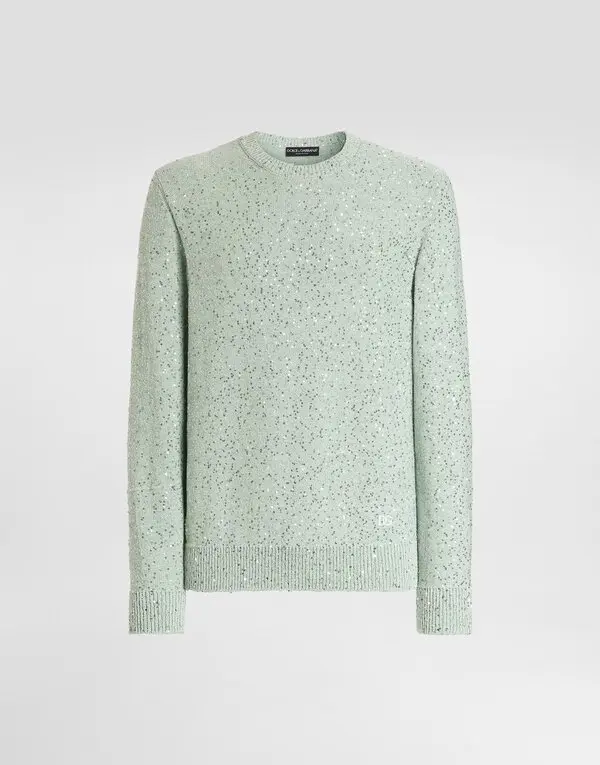 Dolce & Gabbana Crew Neck Long Sleeve Cashmere Pullover - Green