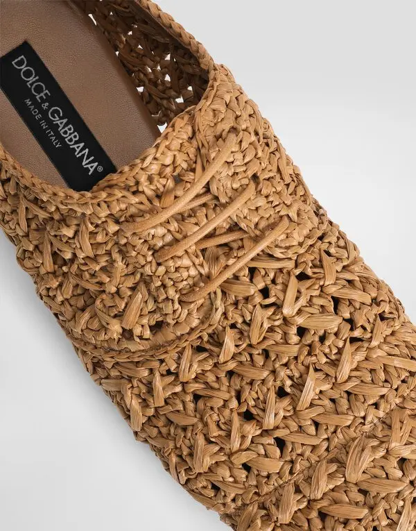 Dolce & Gabbana Woven Raffia Derby Shoes Lace-ups - Beige