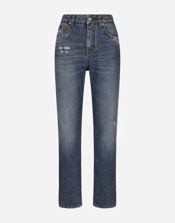Dolce & Gabbana Boyfriend Jeans In Medium Blue Denim Denim And Jeans Multi-colored Cotton - Multicolor