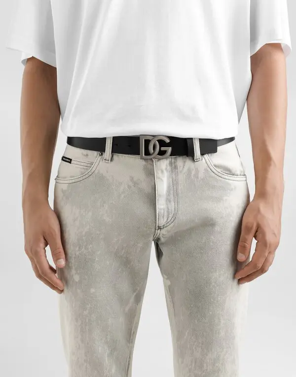 Dolce & Gabbana Leather Belt With Dg Logo Belts Multi-colored Leather