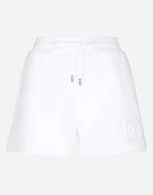 Dolce & Gabbana Jersey Shorts With Embossed Dg Logo Pants And Shorts - White