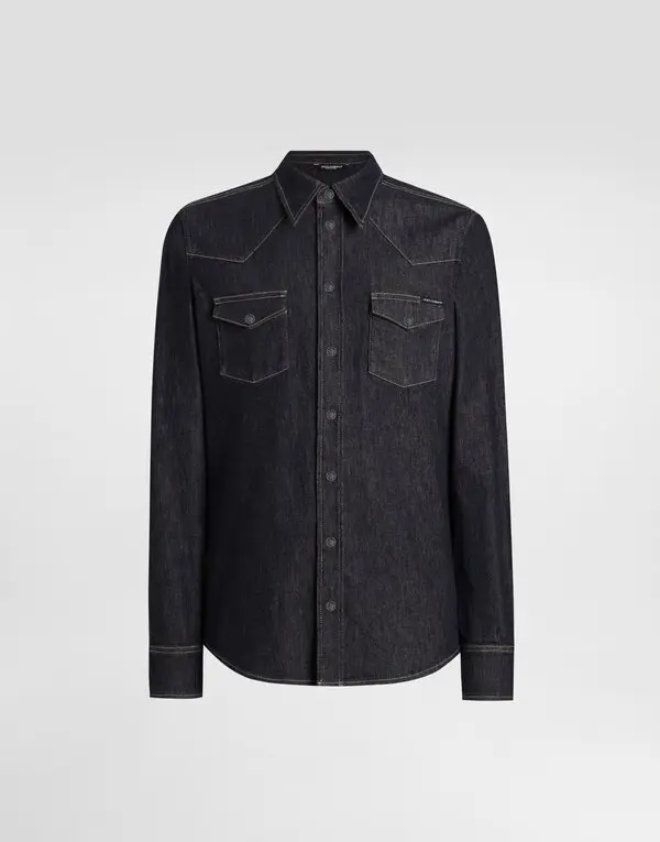 Dolce & Gabbana Stretch Denim Shirt Denim Multi-colored
