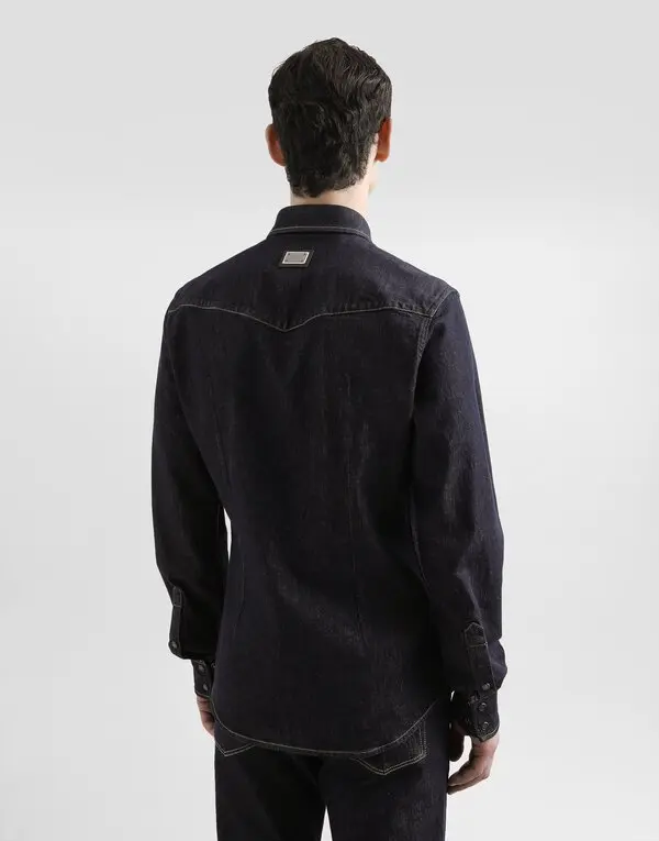 Dolce & Gabbana Stretch Denim Shirt Denim Multi-colored