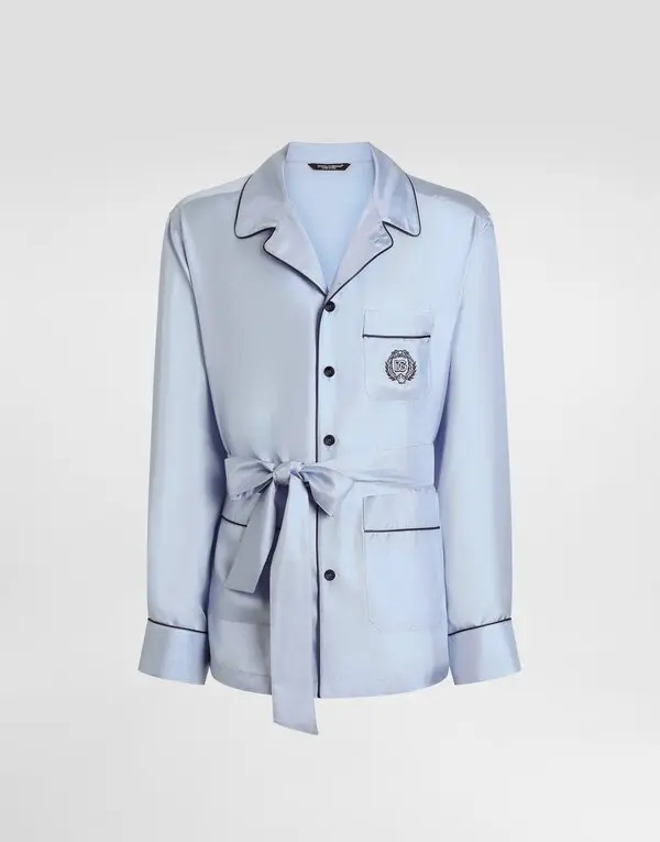 Dolce & Gabbana Silk Twill Robe Underwear And Loungewear Light Blue - Azure