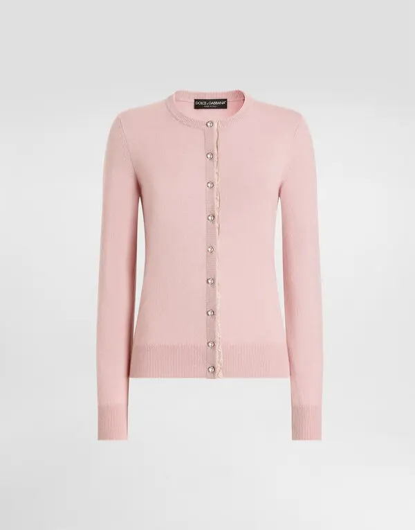 Dolce & Gabbana Cashmere Cardigan With Jewel Buttons Sweaters And Cardigans - Pink