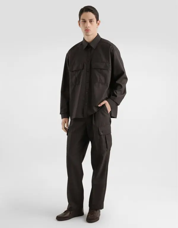 Dolce & Gabbana Virgin Wool Canvas Shirt Shirts Beige
