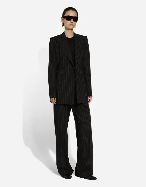 Dolce & Gabbana Flared Pinstripe Wool Pants Pants And Shorts