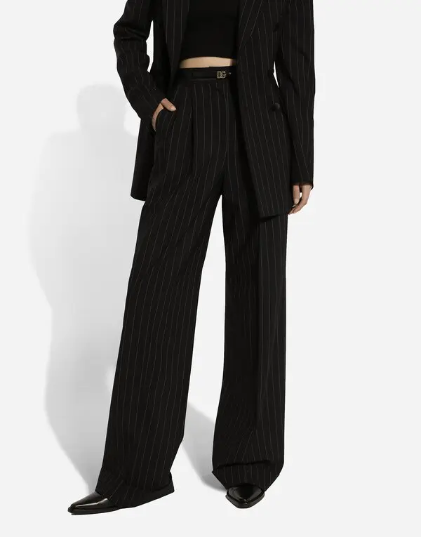 Dolce & Gabbana Flared Pinstripe Wool Pants Pants And Shorts
