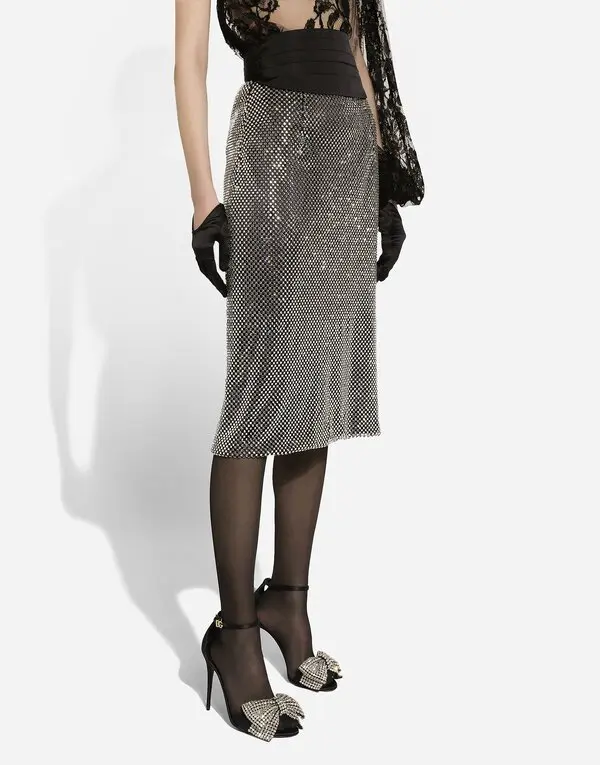 Dolce & Gabbana Crystal Mesh Calf-length Skirt