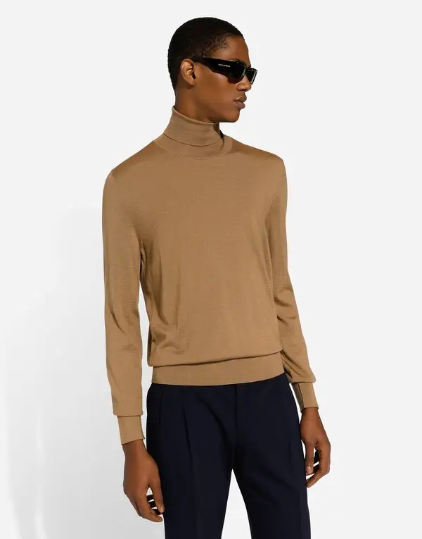 Dolce & Gabbana Cashmere And Silk Turtle-neck Sweater - Beige