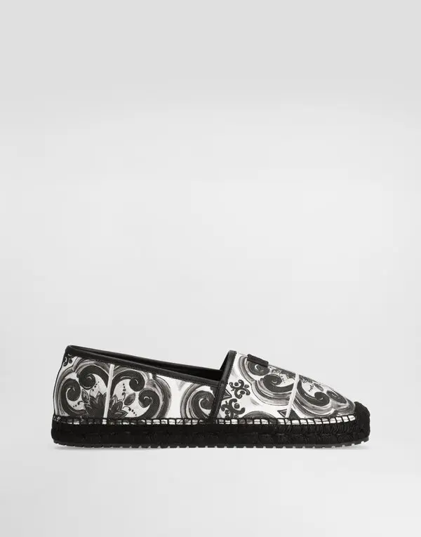 Dolce & Gabbana Shell-print Canvas Espadrilles Sandals And Slides