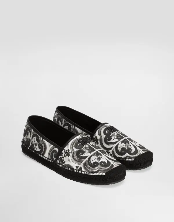 Dolce & Gabbana Shell-print Canvas Espadrilles Sandals And Slides