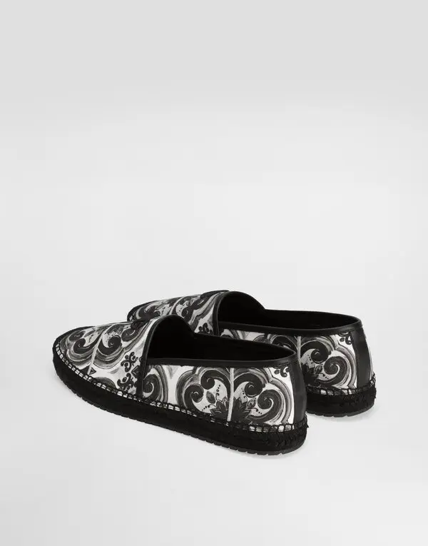 Dolce & Gabbana Shell-print Canvas Espadrilles Sandals And Slides