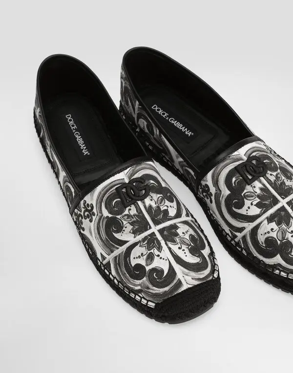 Dolce & Gabbana Shell-print Canvas Espadrilles Sandals And Slides